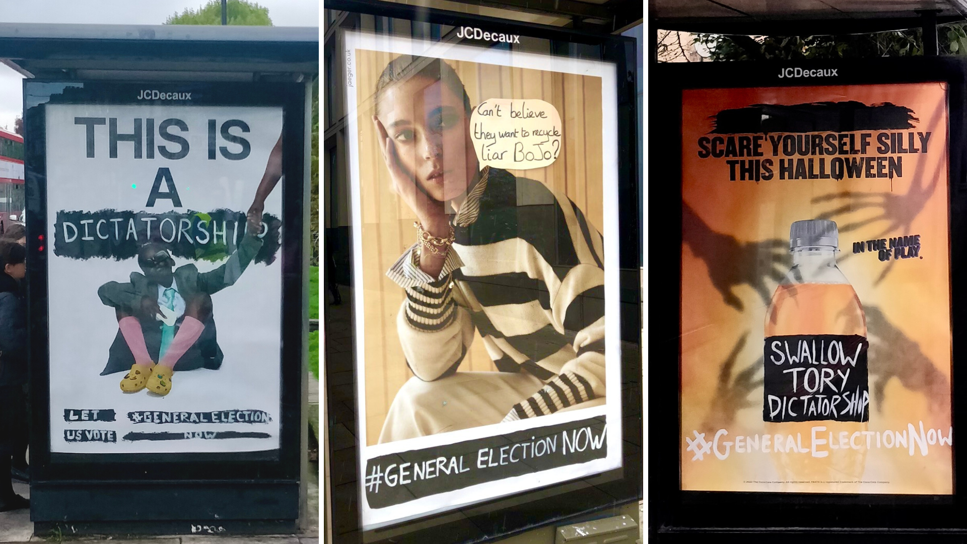 Activists put up fake adverts demanding a general election - Big Issue