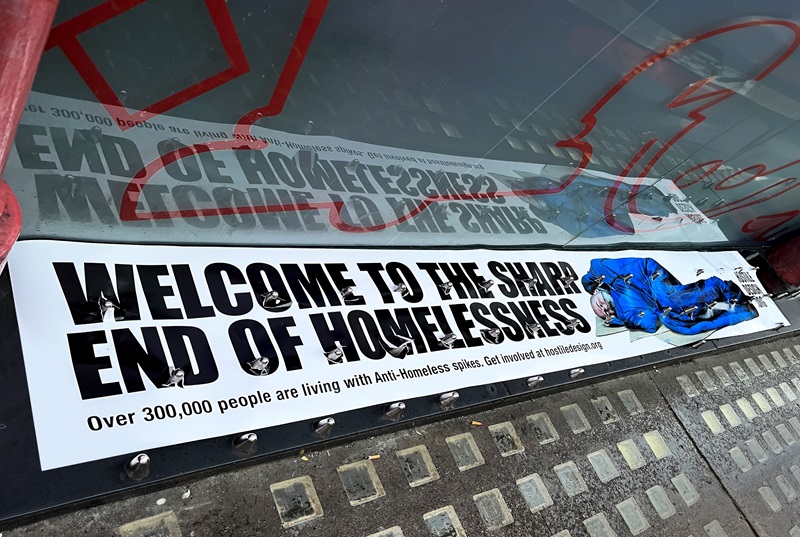 Art project spotlights anti-homeless spikes and hostile architecture